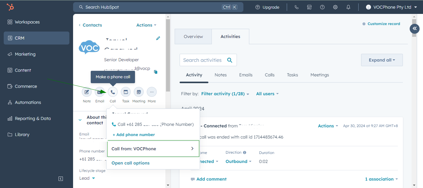 HubSpot Integration | Voice Over Cloud Wiki