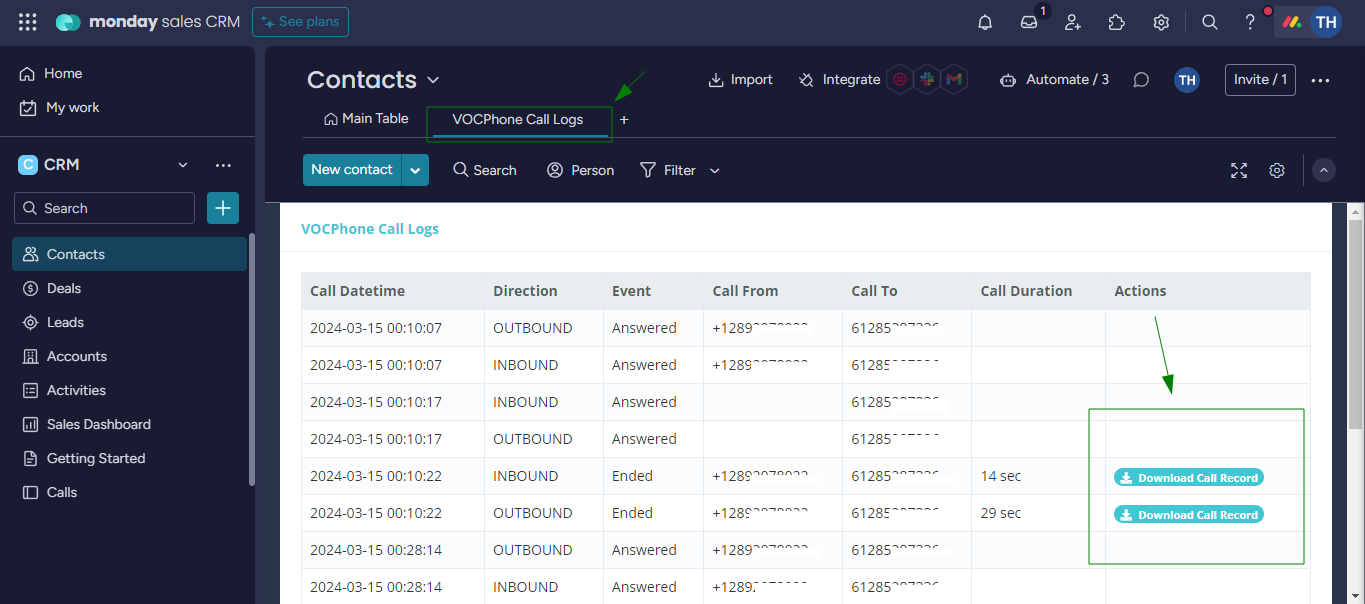 Monday Integration | Voice Over Cloud Wiki
