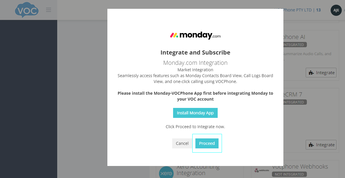 Monday Integration | Voice Over Cloud Wiki