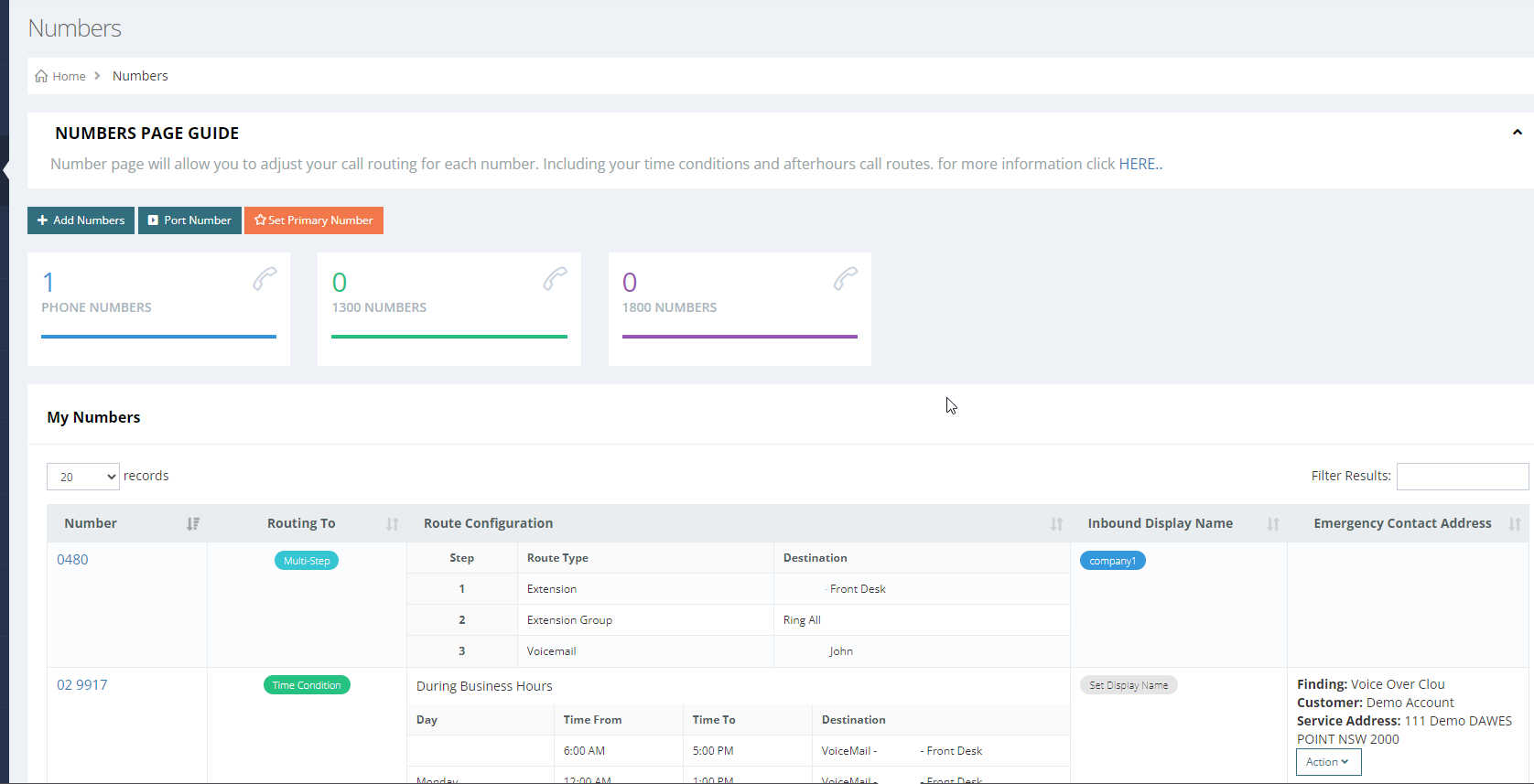 Numbers | Voice Over Cloud Wiki
